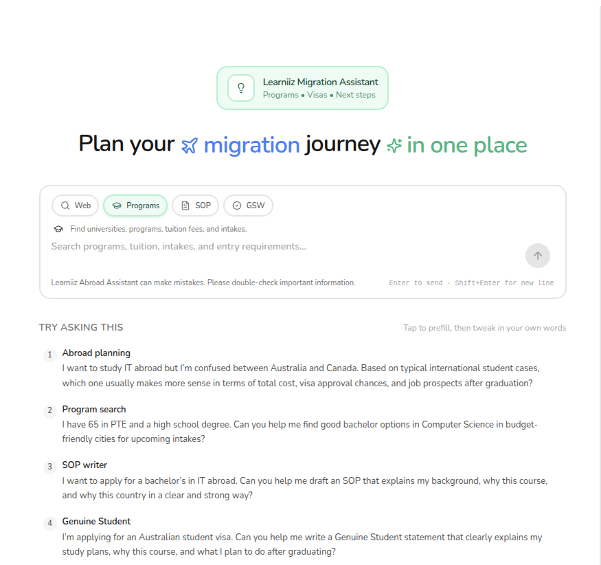 Learniiz - The AI-Native Platform for Moving Abroad